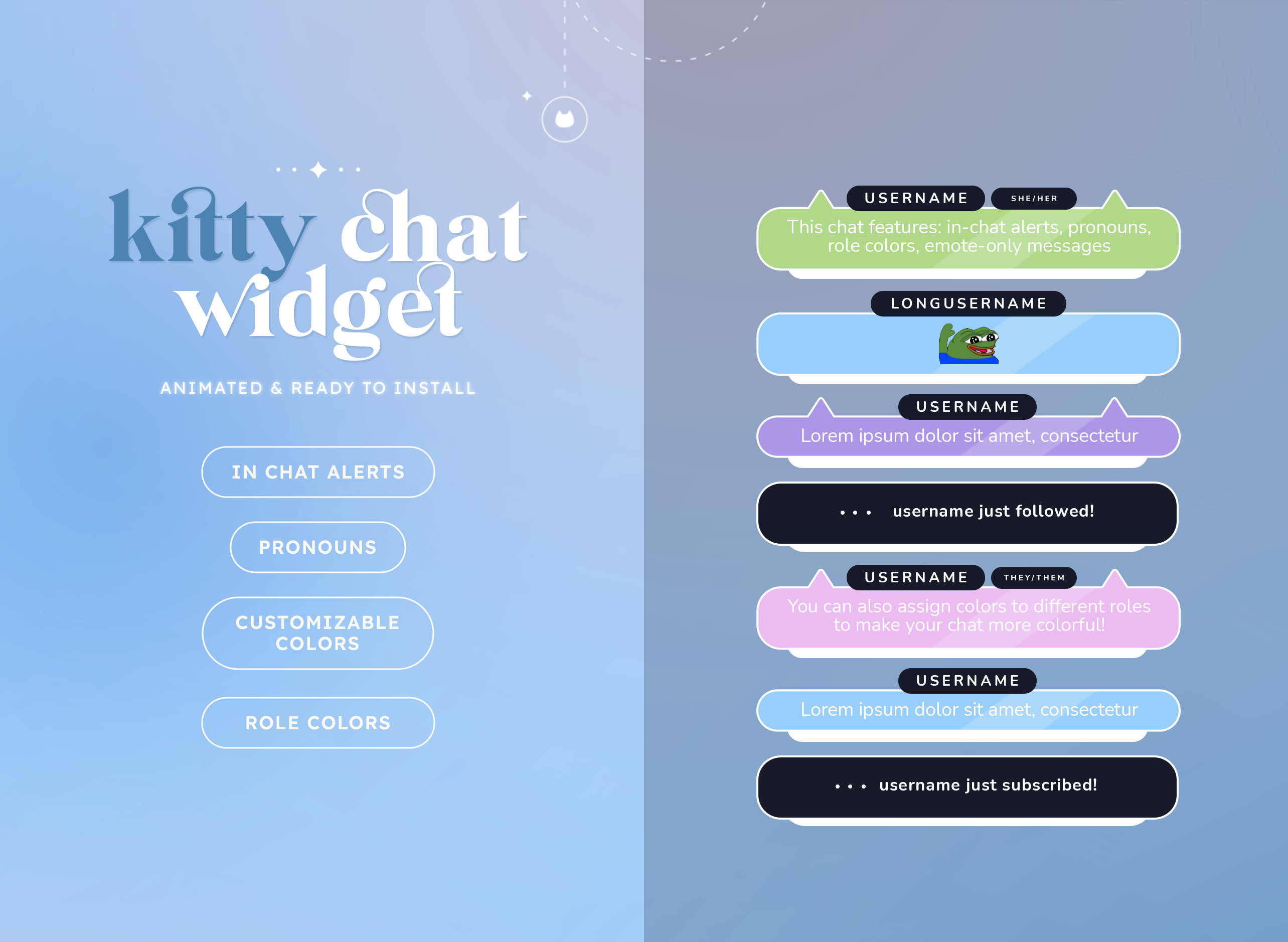 Browser Kitty Chat Widget CUSTOMIZABLE COLORS Twitch Overlays ...