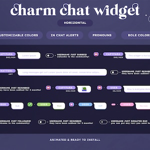 Horizontal Charm Chat Widget (CUSTOMIZABLE COLORS) | Twitch Overlays ...