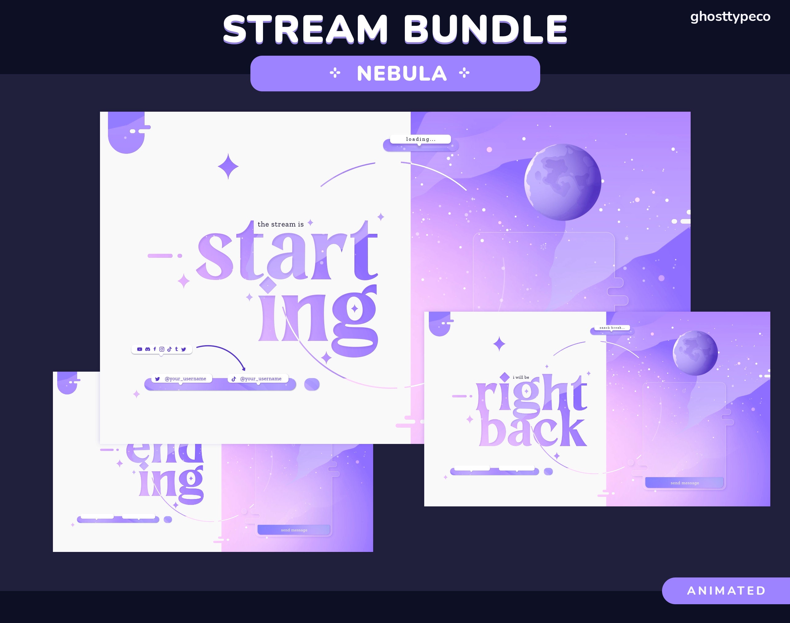 ANIMATED Nebula Stream Bundle Twitch Package Overlays - Etsy