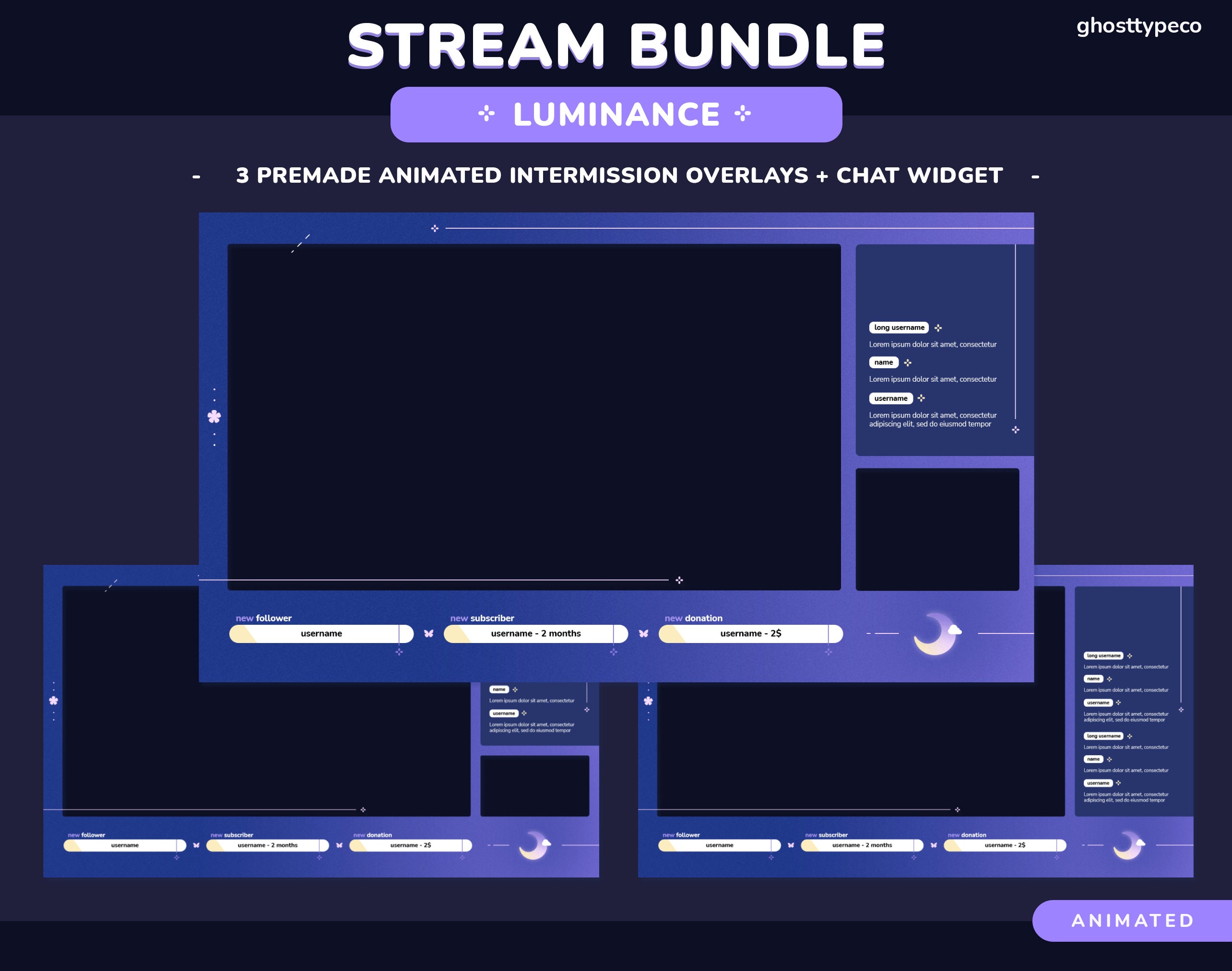 ANIMATED Luminance Stream Bundle Twitch Package Overlays - Etsy