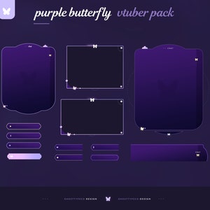 ANIMATED Purple Butterfly Vtuber Stream Bundle Twitch Pack Overlays ...