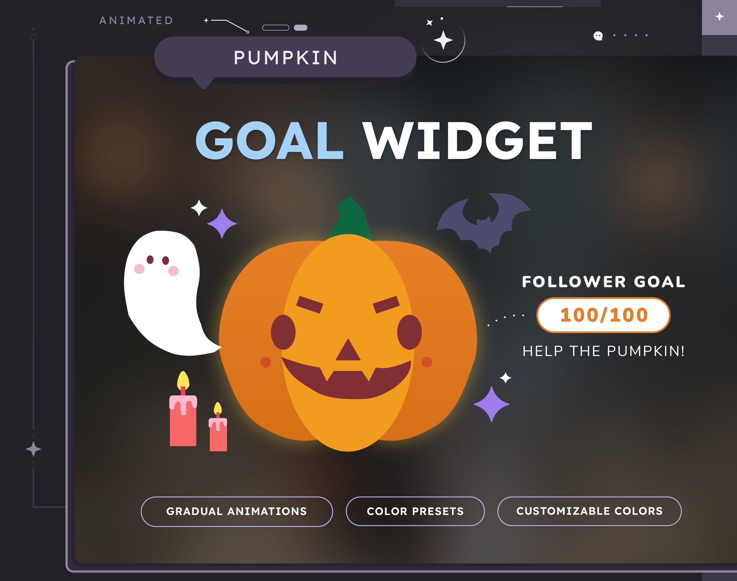 Animated Halloween Pumpkin Goal Widget CUSTOMIZABLE COLORS Twitch ...