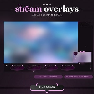 ANIMATED Pink Demon Overlay Bundle Twitch Overlays Just Chatting ...