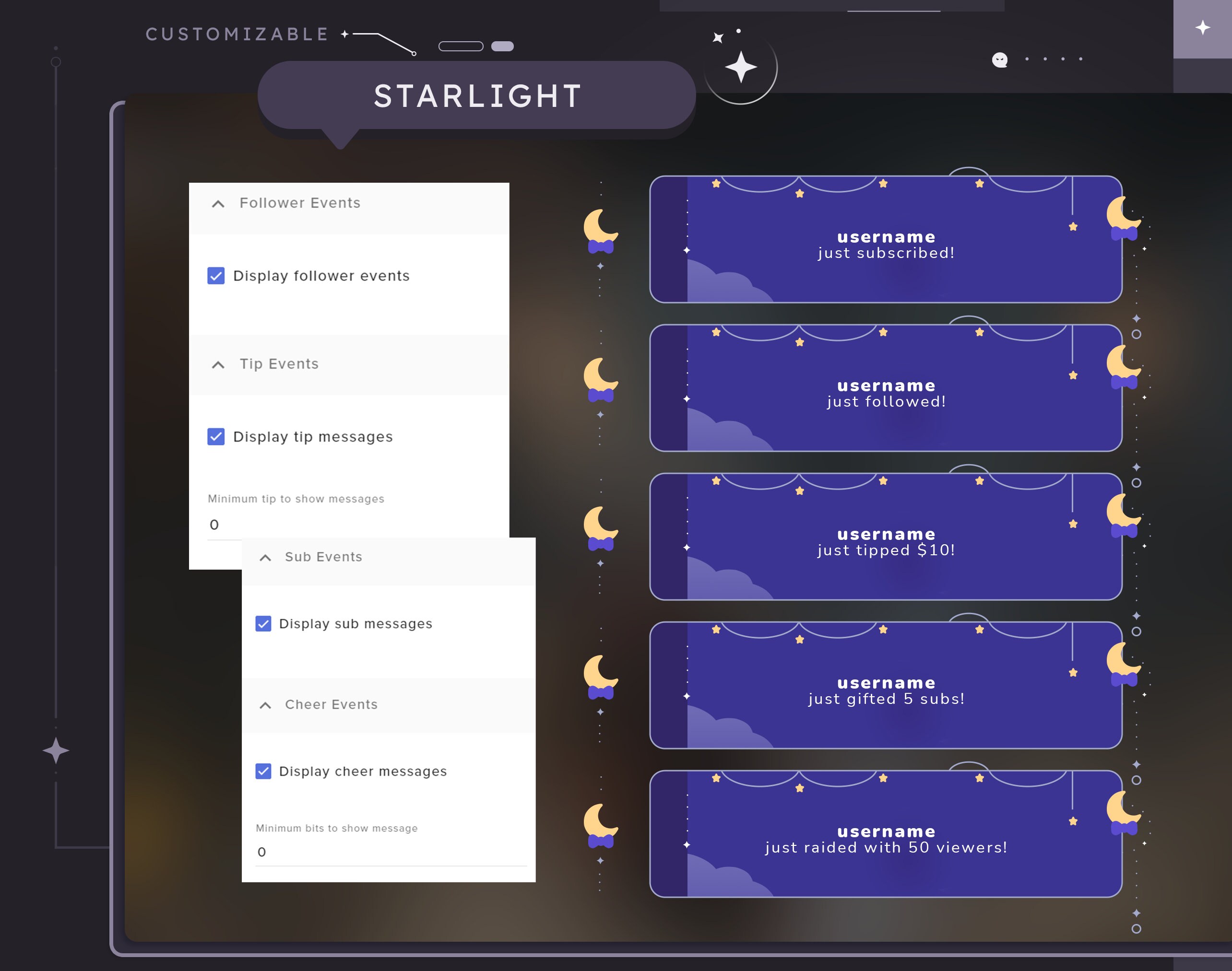 Starlight Chat Widget CUSTOMIZABLE COLORS Twitch Overlays Pastel ...