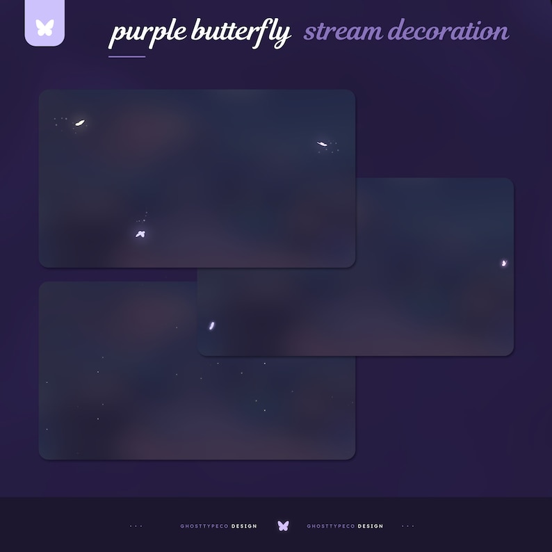 ANIMATED Purple Butterfly Stream Decorations | Stream Add-on | Floating ...