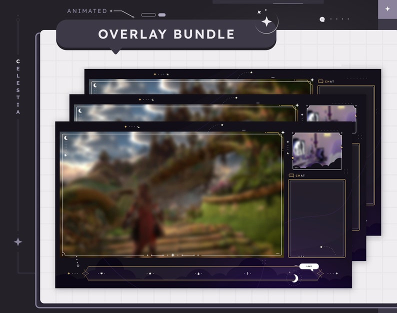 ANIMATED Celestia Overlay Bundle Twitch Package Overlays Just Chatting ...