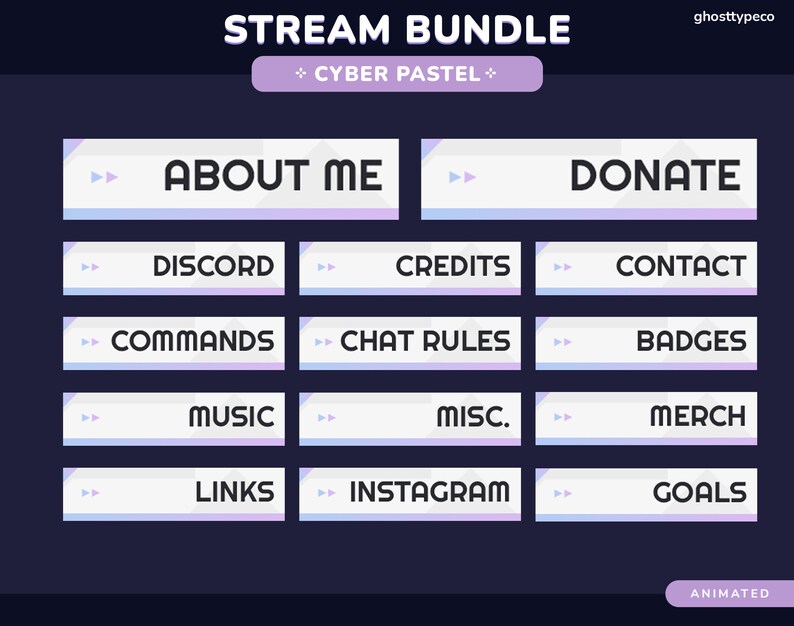 ANIMATED Cyber Pastel Stream Bundle Twitch Package - Etsy