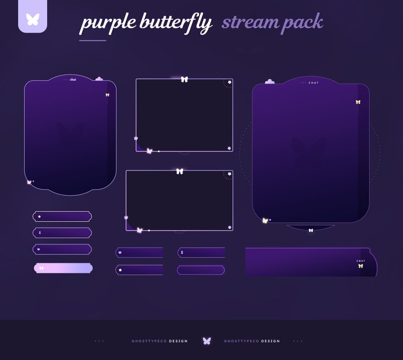 ANIMATED Purple Butterfly Stream Bundle | Twitch Pack | Overlays ...