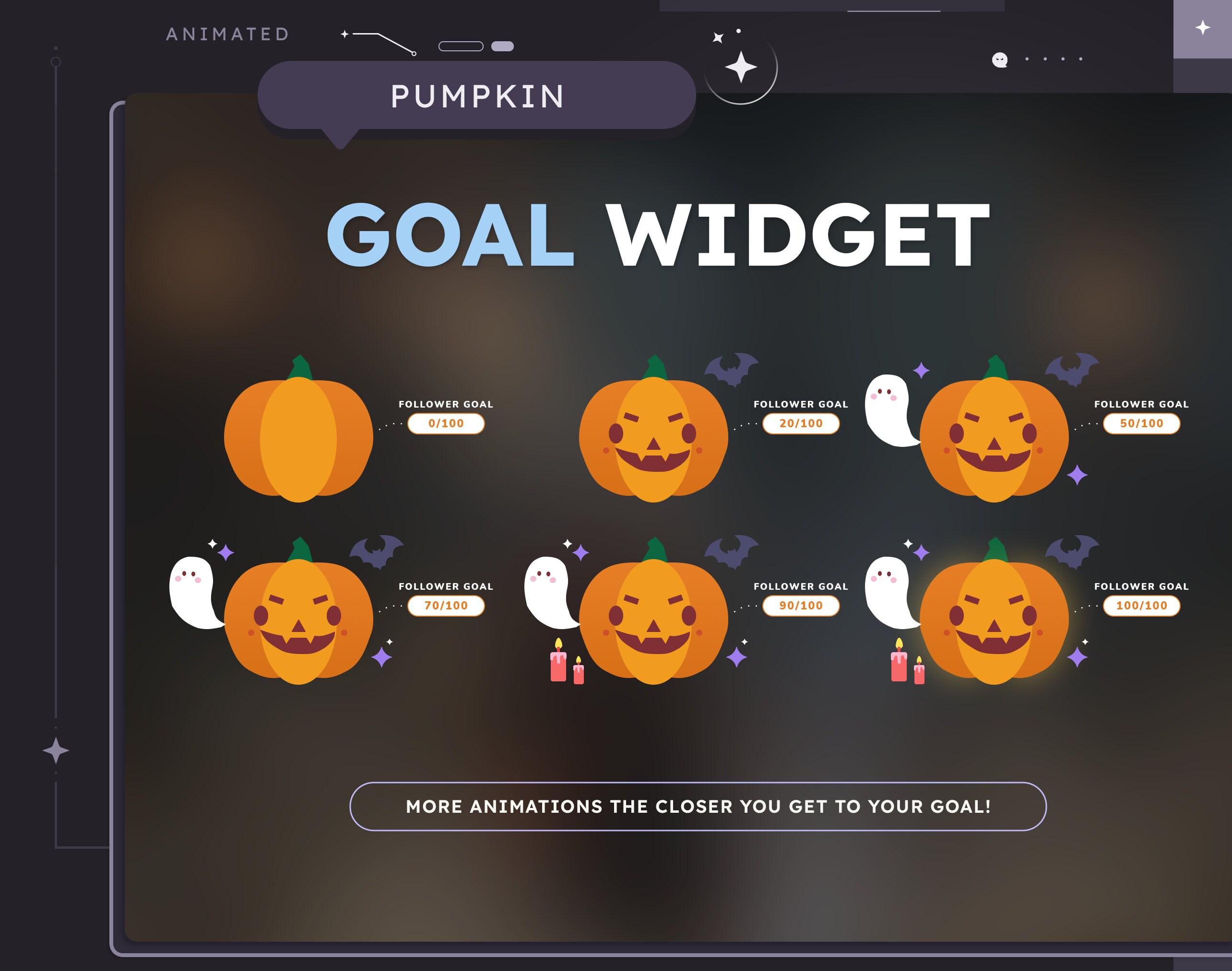 Animated Halloween Pumpkin Goal Widget CUSTOMIZABLE COLORS Twitch ...