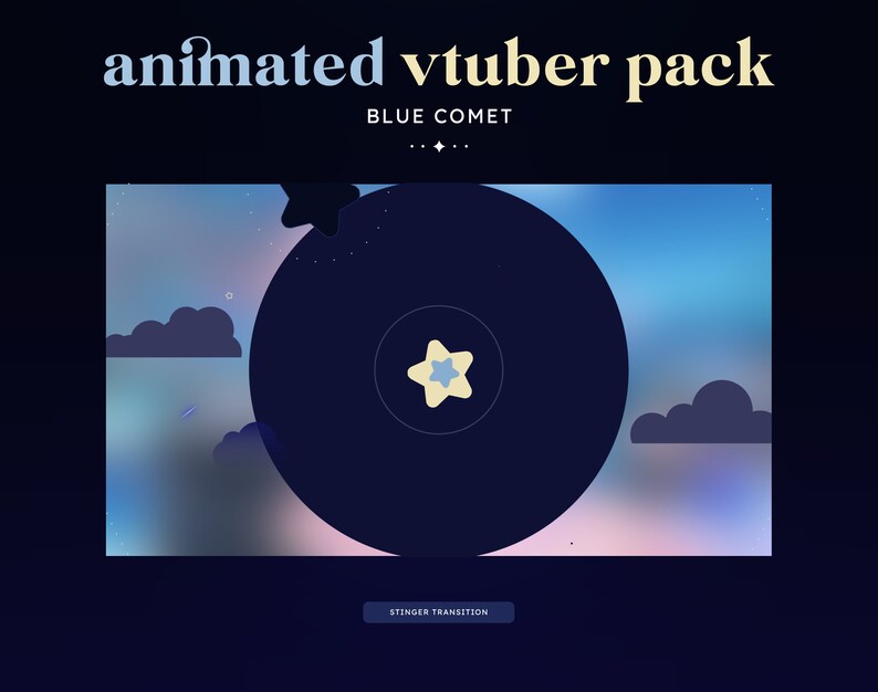 ANIMATED Blue Comet Vtuber Stream Package Animated Overlays - Etsy