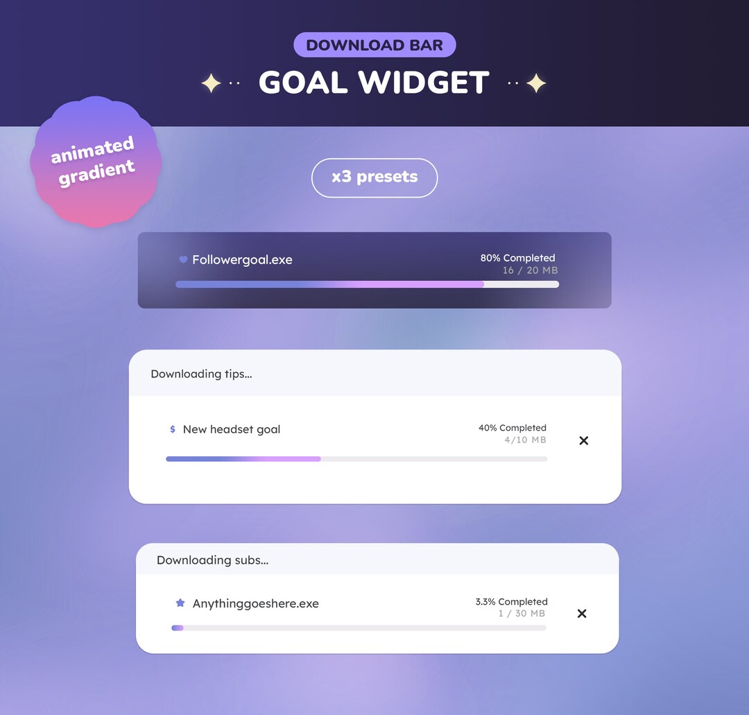 Animated Download Bar Goal Widget (CUSTOMIZABLE COLORS) | Twitch ...