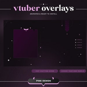 ANIMATED Pink Demon Vtuber Overlay Bundle | Twitch | Overlays | Just ...