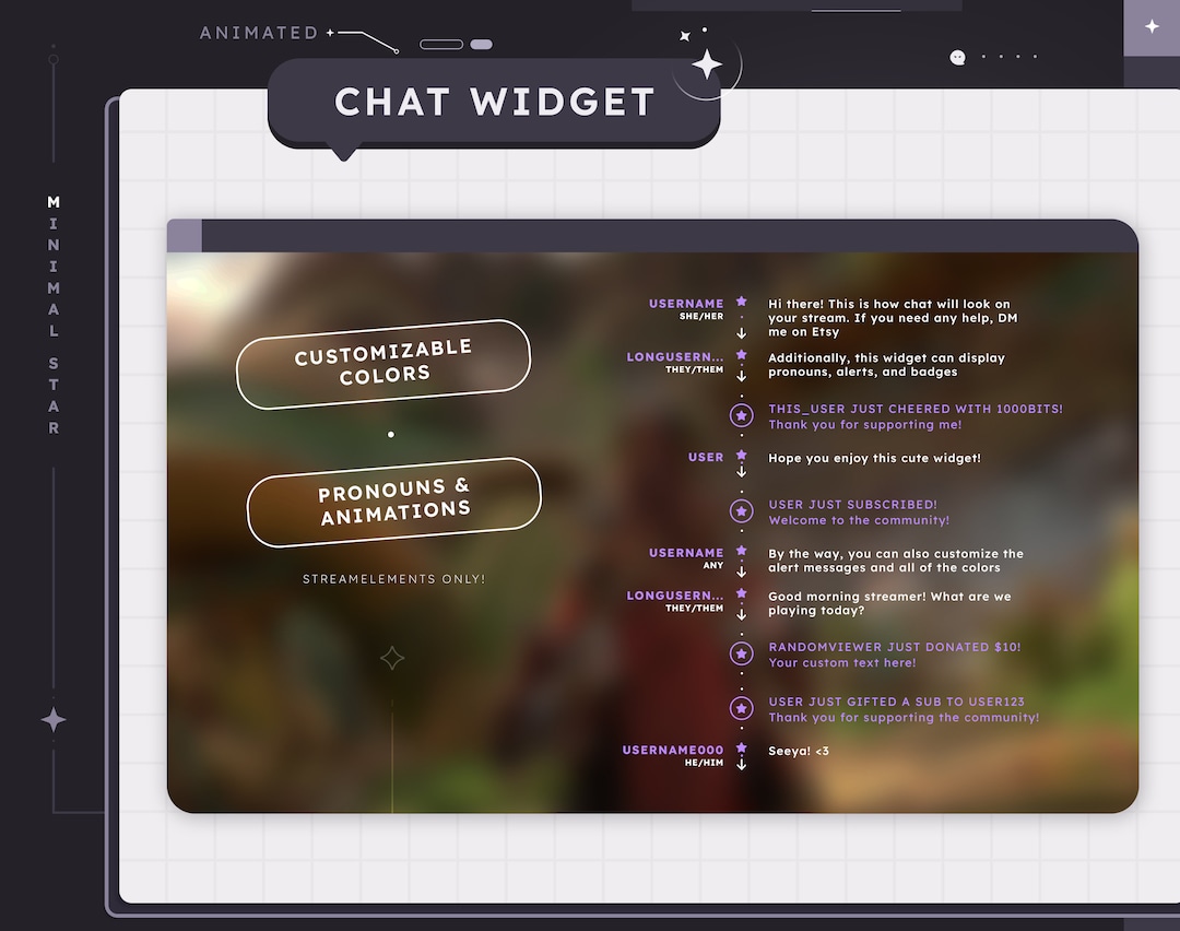 Animated Minimal Star Chat Widget (CUSTOMIZABLE COLORS) | Twitch ...