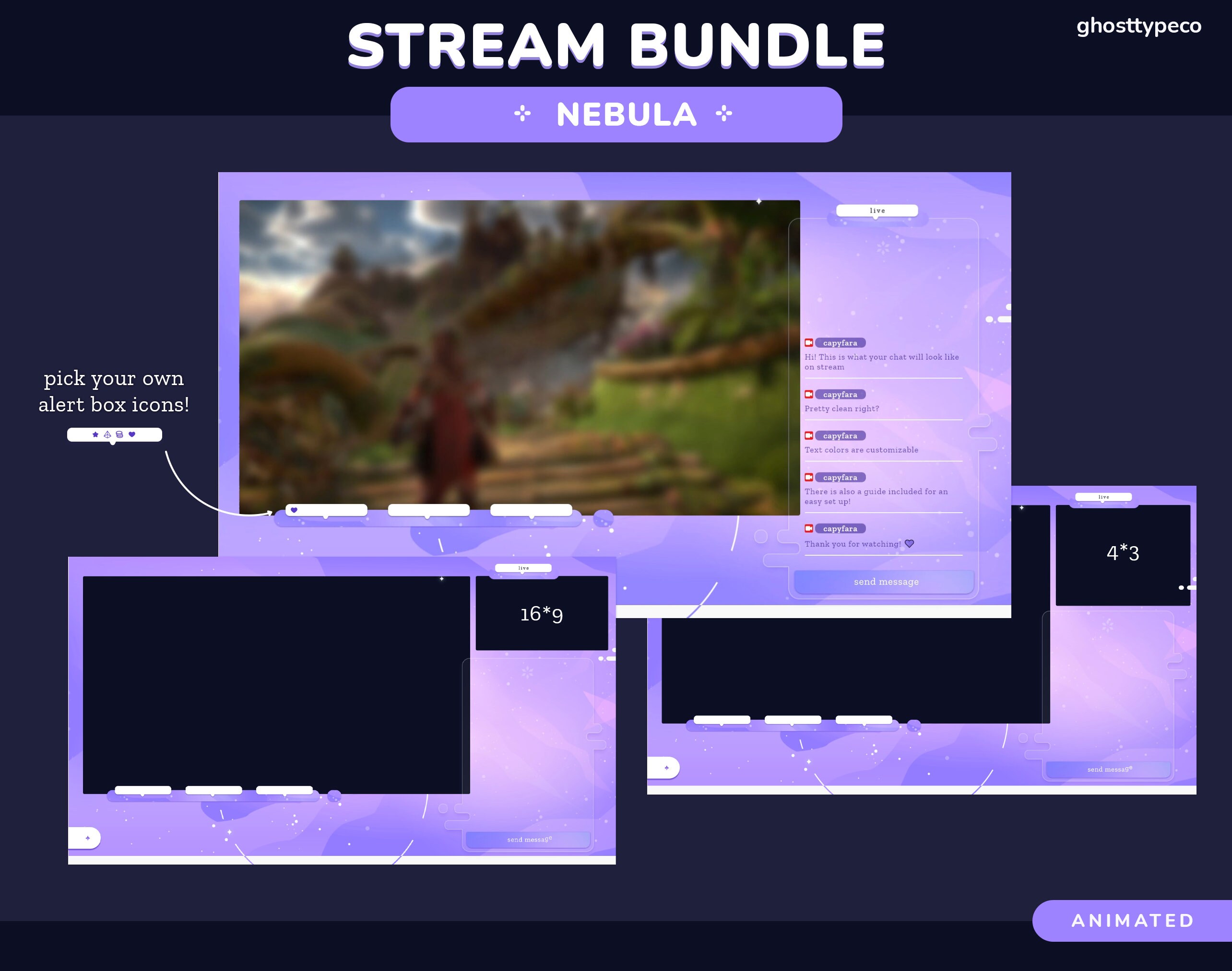 ANIMATED Nebula Stream Bundle Twitch Package Overlays - Etsy
