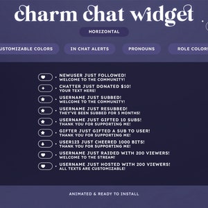 Horizontal Charm Chat Widget (CUSTOMIZABLE COLORS) | Twitch Overlays ...
