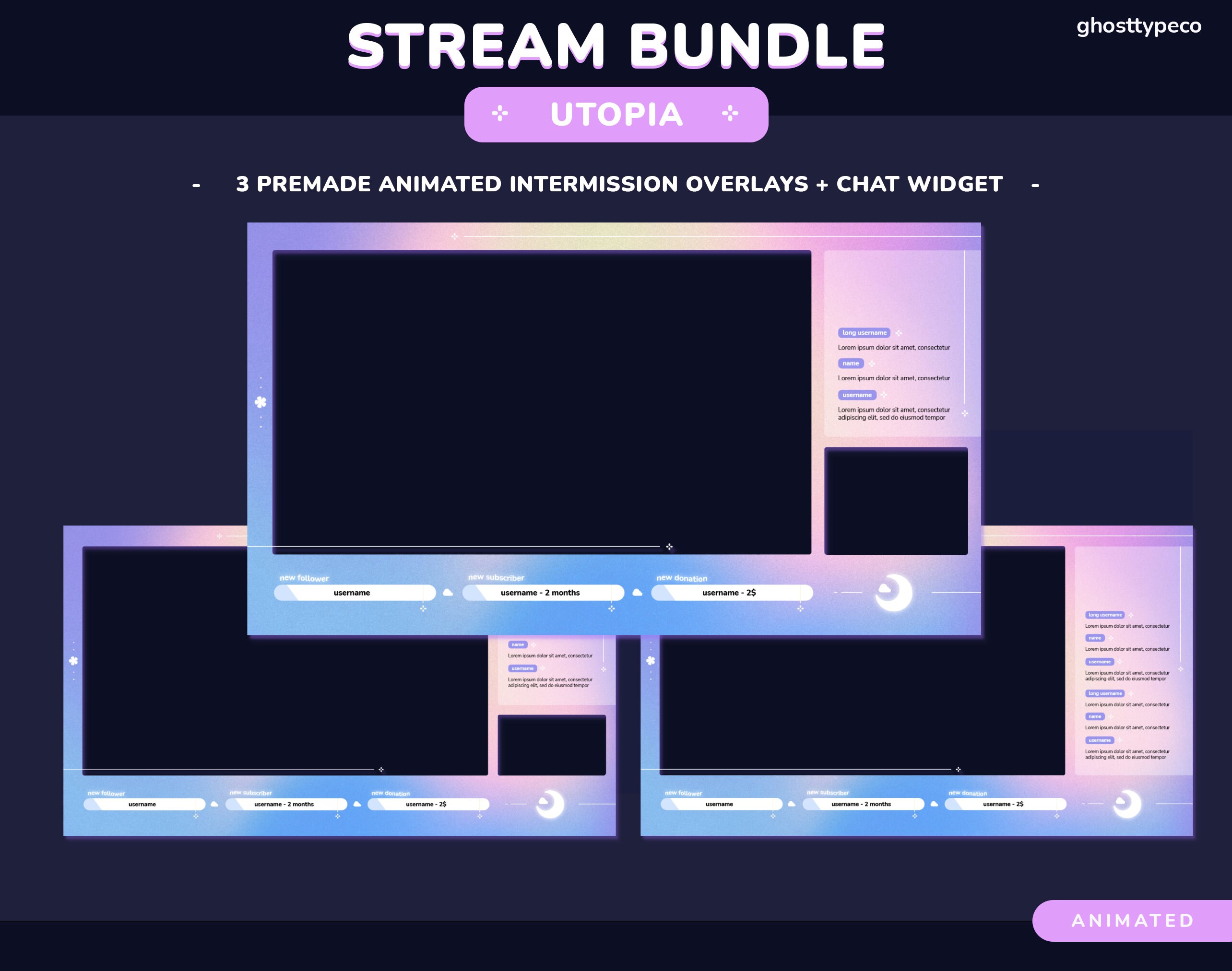 ANIMATED Utopia Stream Package Twitch Package Overlays - Etsy