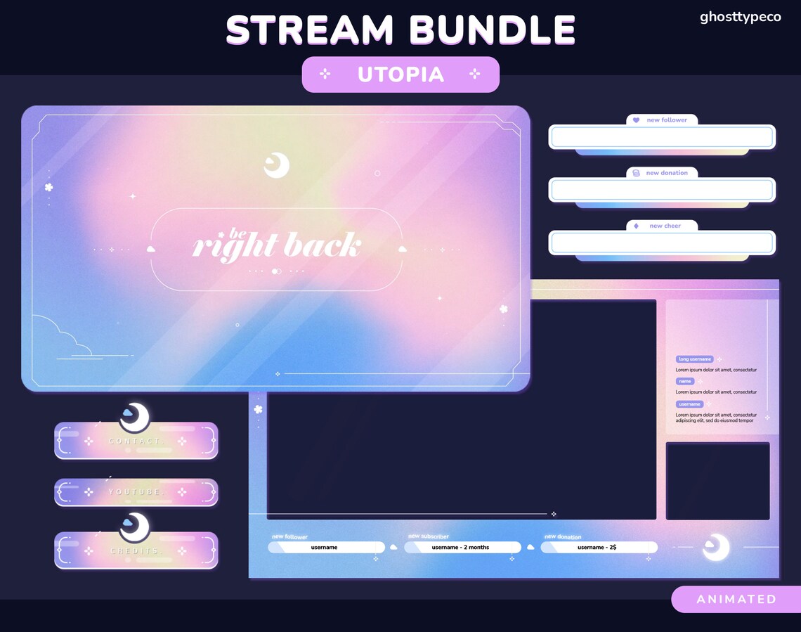 ANIMATED Utopia Stream Package Twitch Package Overlays - Etsy