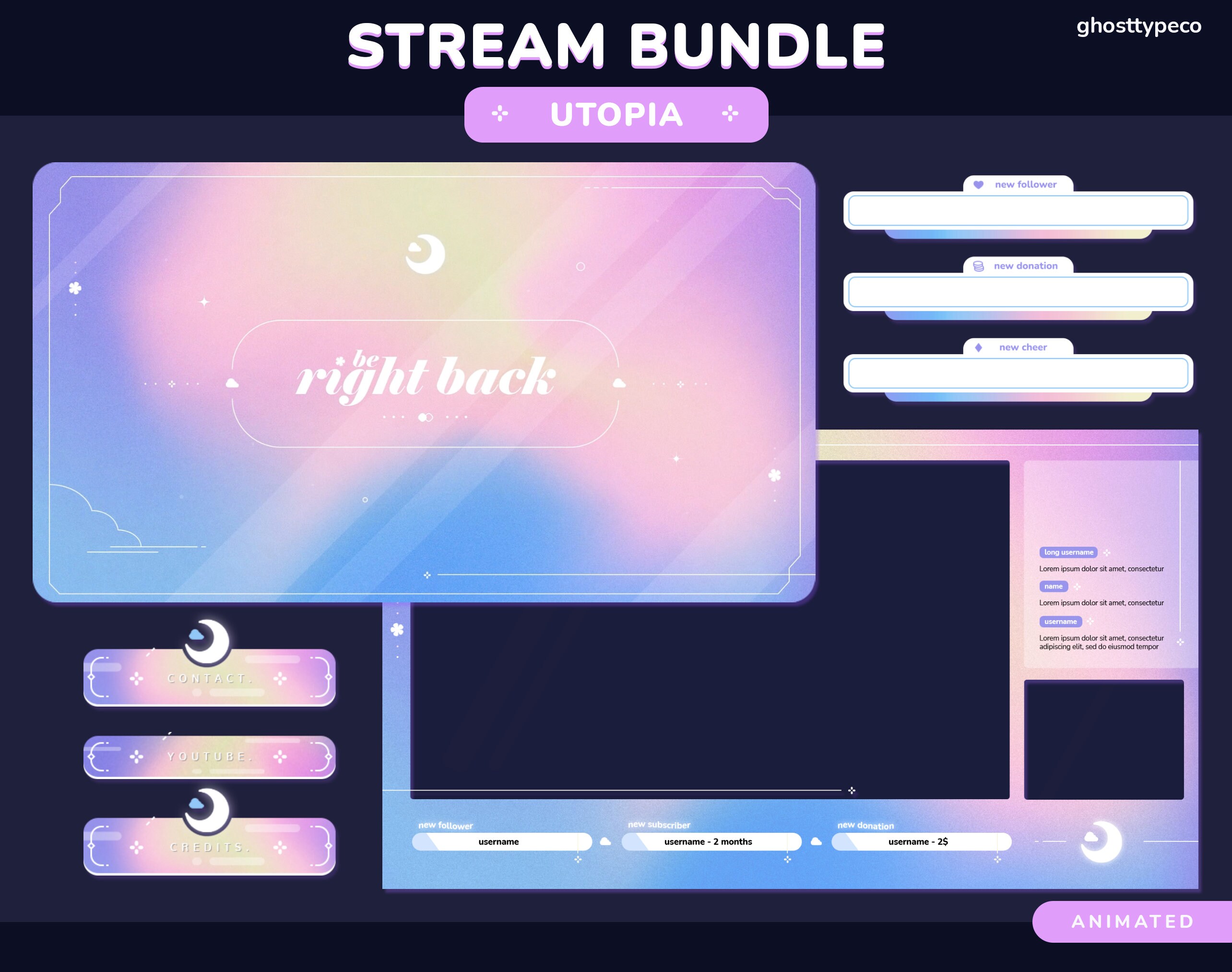 ANIMATED Utopia Stream Package Twitch Package Overlays - Etsy