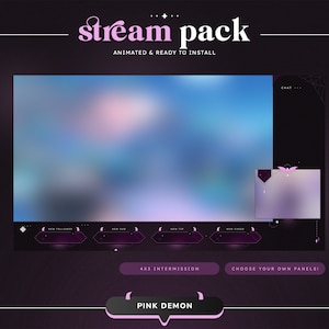 ANIMATED Pink Demon Stream Bundle | Twitch Pack | Overlays | Screens ...