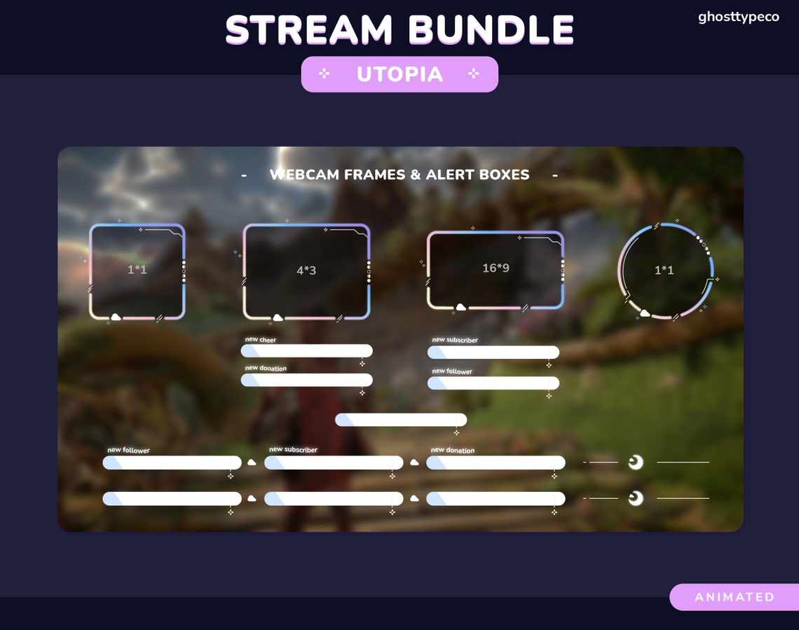 ANIMATED Utopia Stream Package Twitch Package Overlays - Etsy