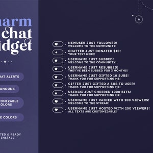 Charm Chat Widget (CUSTOMIZABLE COLORS) | Twitch Overlays | Pastel ...