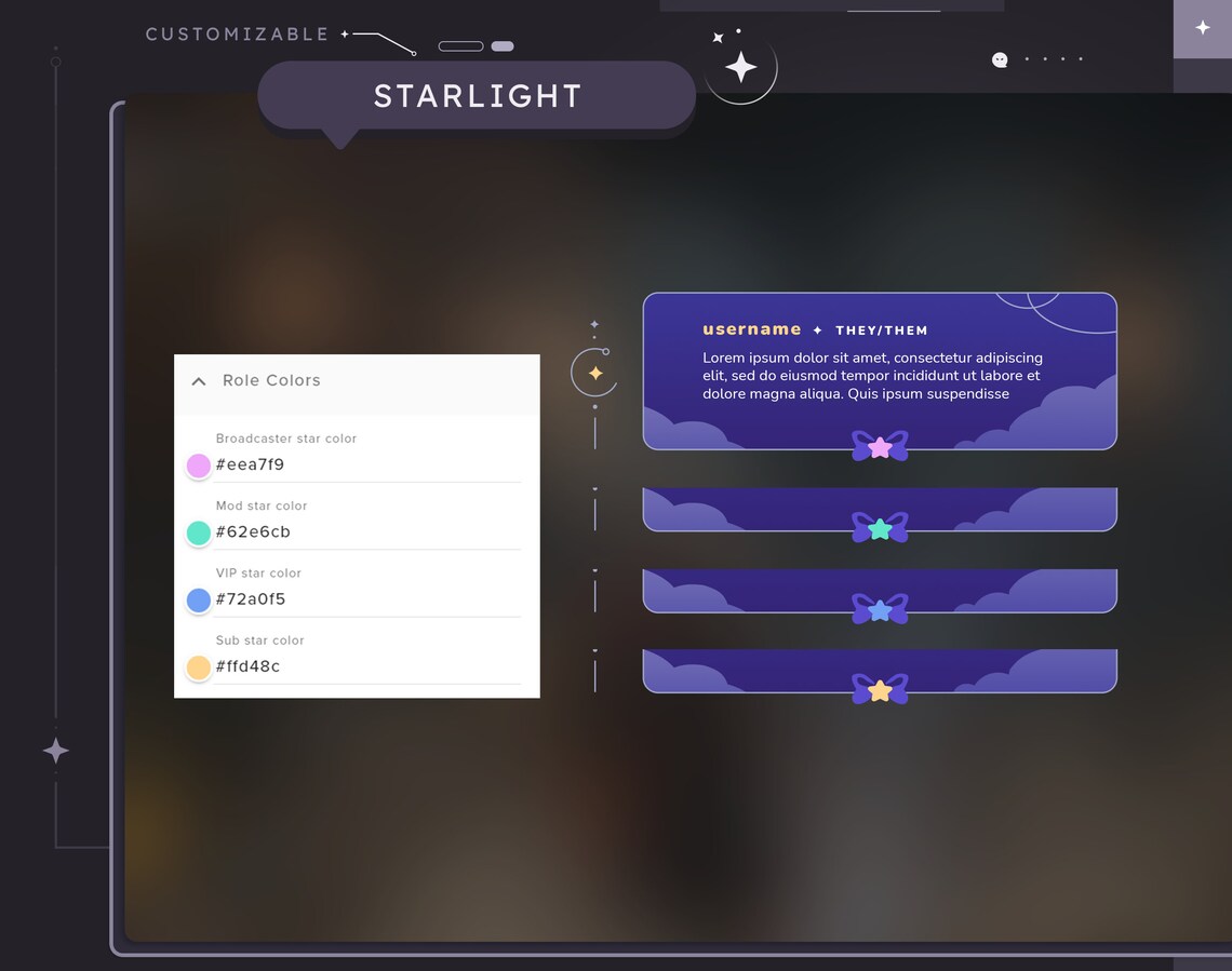 Starlight Chat Widget CUSTOMIZABLE COLORS Twitch Overlays Pastel ...