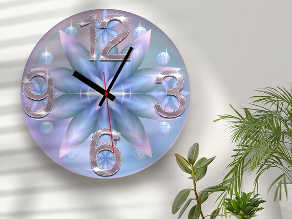 Large Wall Clock Sublimation Design Template. Beautiful Blue - Etsy