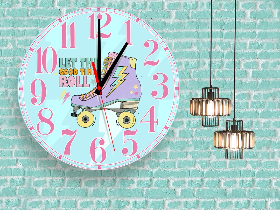 Large Wall Clock Sublimation Design Template. Retro Skates Design. Let ...