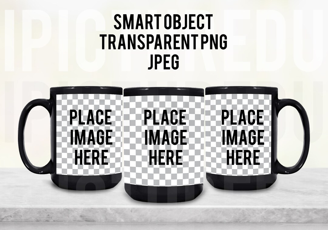 15oz Black Mug Stylized Mock Up. 3 Views Coffee Mug Mockup. JPEG, PNG ...