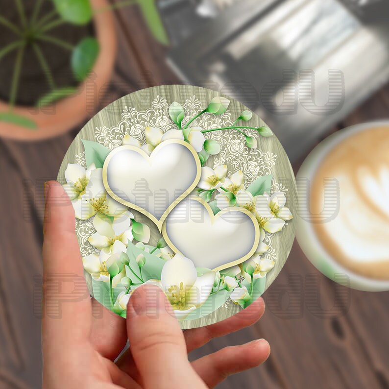 Jasmine and Hearts Sublimation Design Template for Round and - Etsy