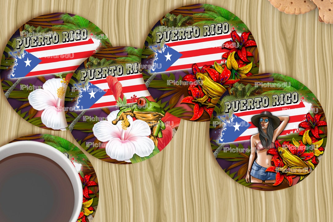 4.25" Round Coaster Sublimation Design Download. Puerto Rico Flag ...