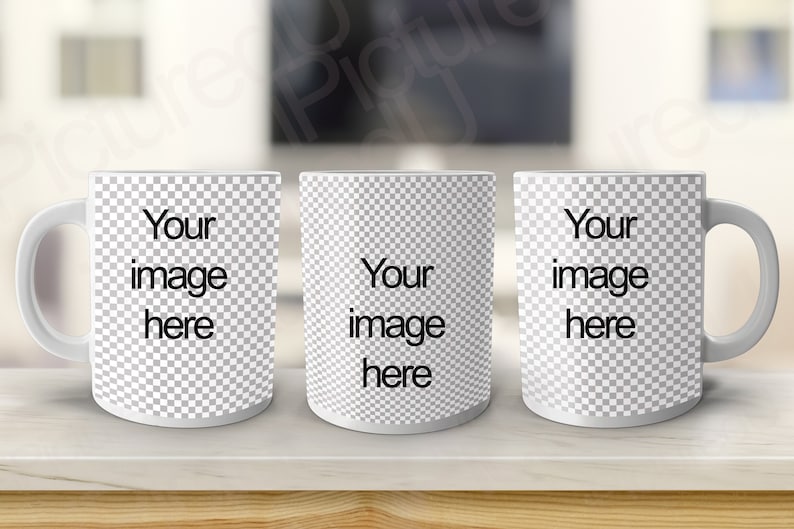 11oz White Mug Stylized Mock Up. 3 Views Coffee Mug Mockup. JPEG, PNG ...