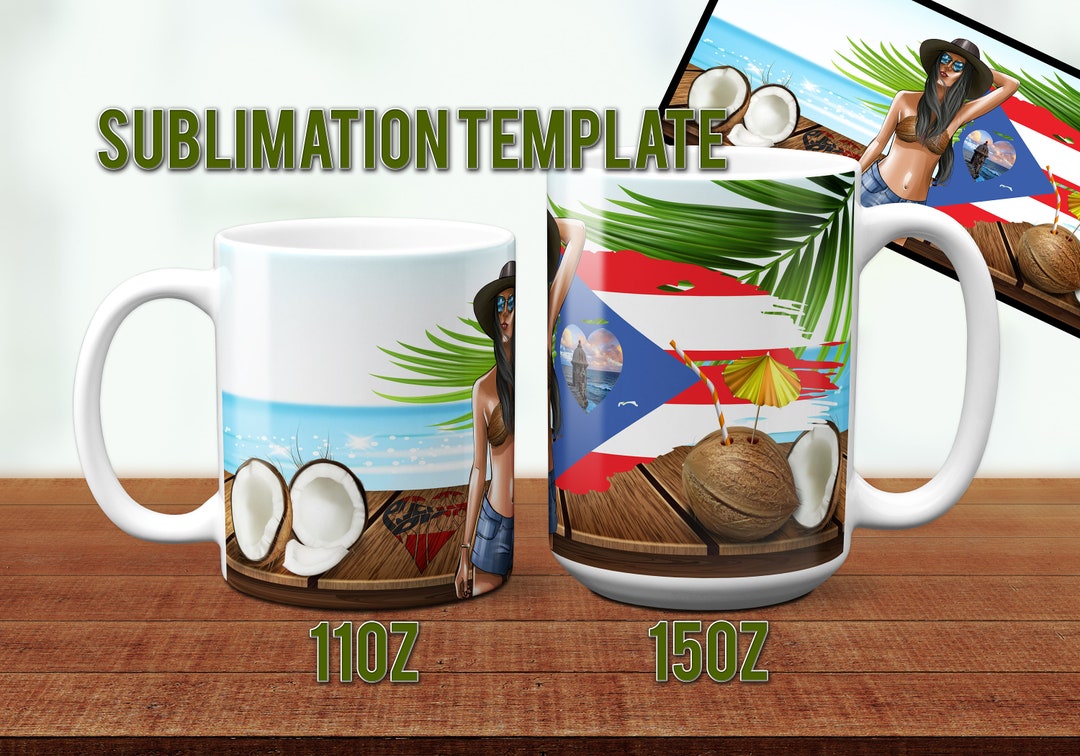 Puerto Rico Sublimation Mug Templates , File for Sublimation ...