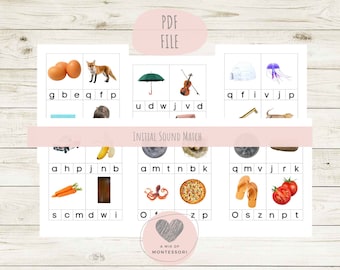 Montessori Initial Sound Matching Mats, Montessori Language Lessons ...