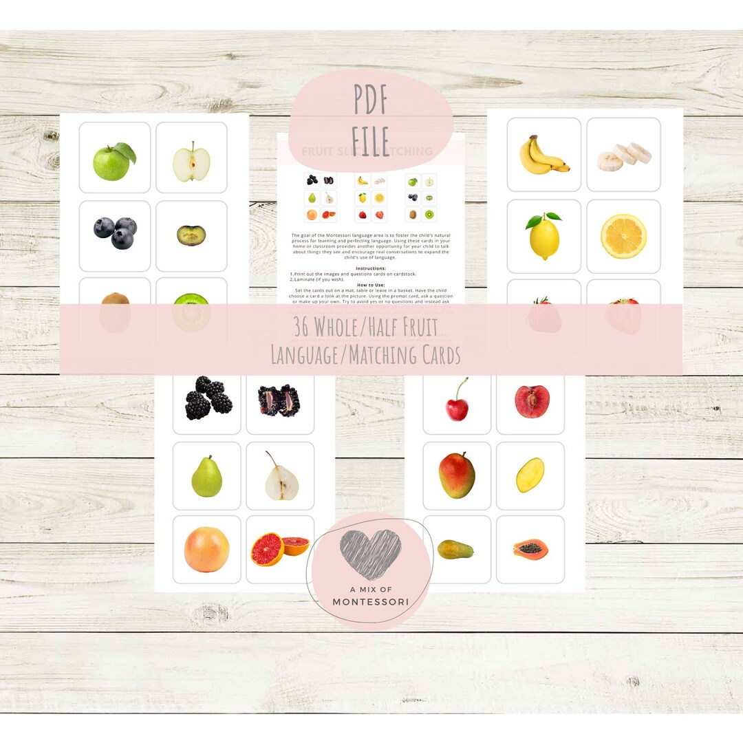 Fruit Whole/half Matching Cards - Etsy