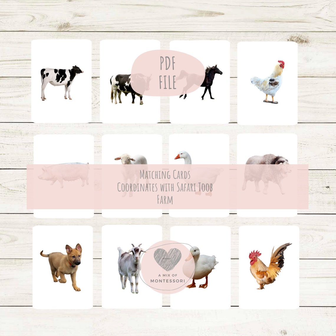 Farm Matching Cards for Safari Toobs Montessori Language Cards - Etsy