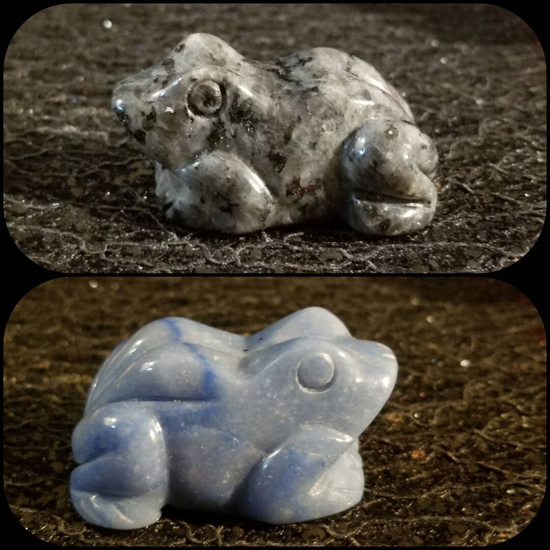 Natural Blue Aventurine and Natural Labradorite Frog Carvings - Etsy