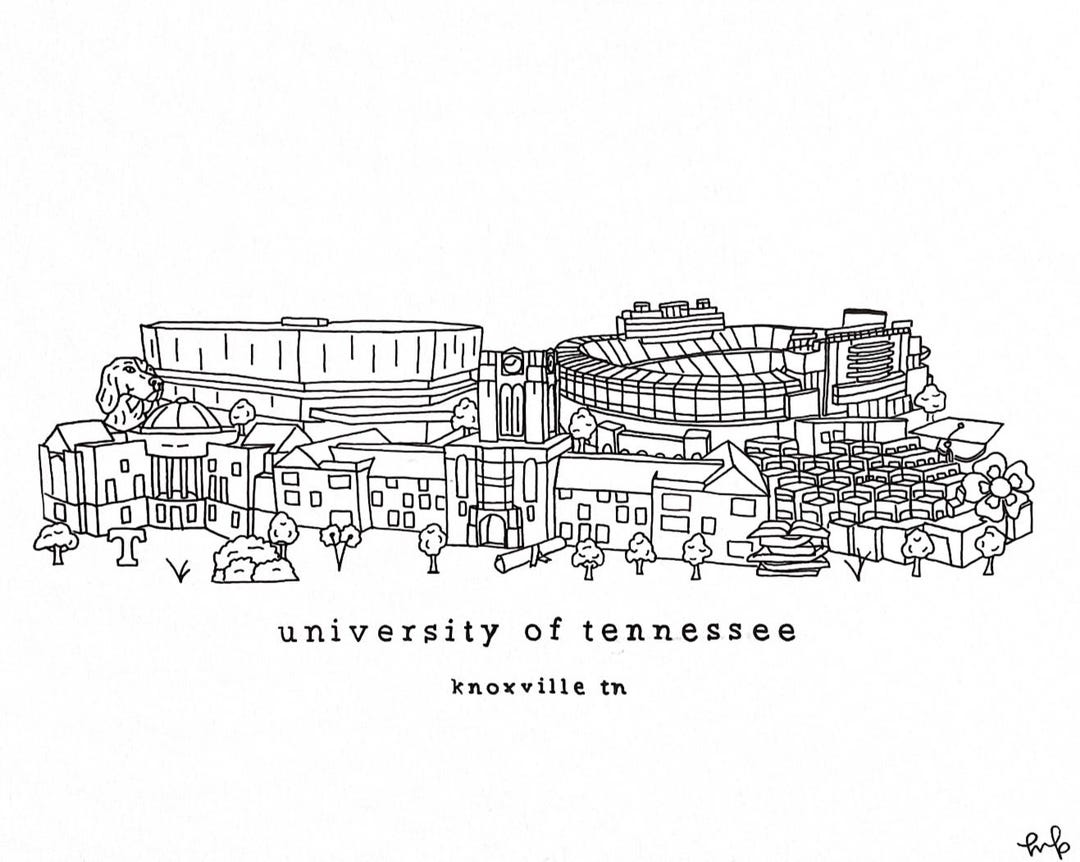 University of Tennessee Campus Print - Etsy