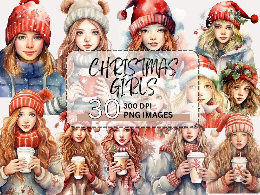 Christmas Girls Clipart Bundle,winter Latte Girls,watercolor Cute ...