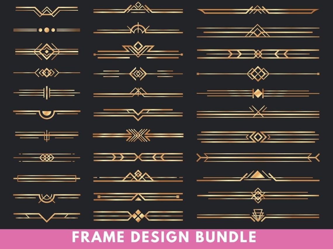 Metallic Golden Frames | Gold Frame Svg Bundle | Gold Art Deco Frames ...