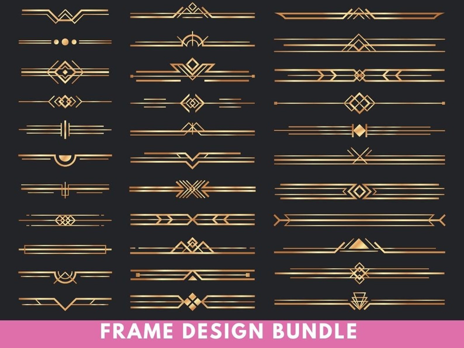 Metallic Golden Frames | Gold Frame Svg Bundle | Gold Art Deco Frames ...