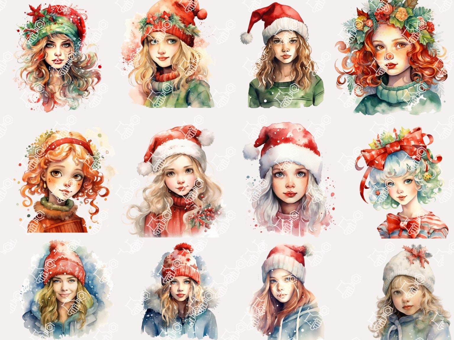 Christmas Girls Clipart Bundle,winter Latte Girls,watercolor Cute ...