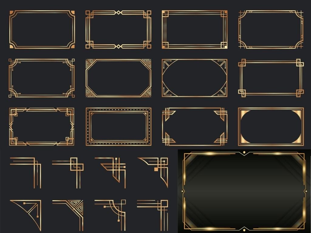 Gold Art Deco Frame SVG Bundle | Vintage Clipart (digital Download) - Etsy
