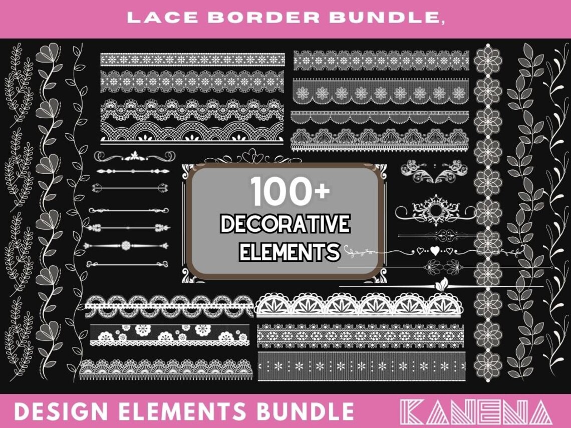 Lace Border Svg Decorative Dividers Clipart Frame Bundle Simple Lace ...