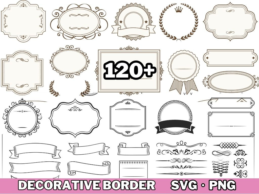 Decorative Border Svg,frame Svg,banner Collection,pattern,mega Design ...