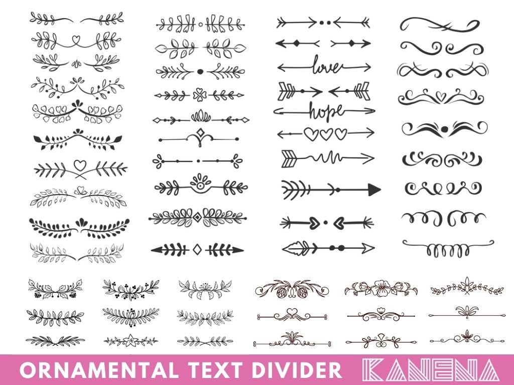 Ornaments Text Divider EPS | Flourishes EPS | Text Dividers | Text ...