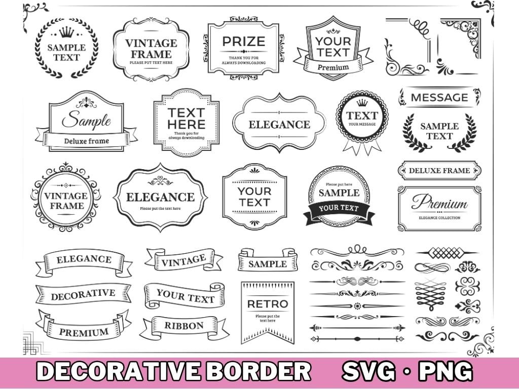 Decorative Border Svg,frame Svg,banner Collection,pattern,mega Design ...