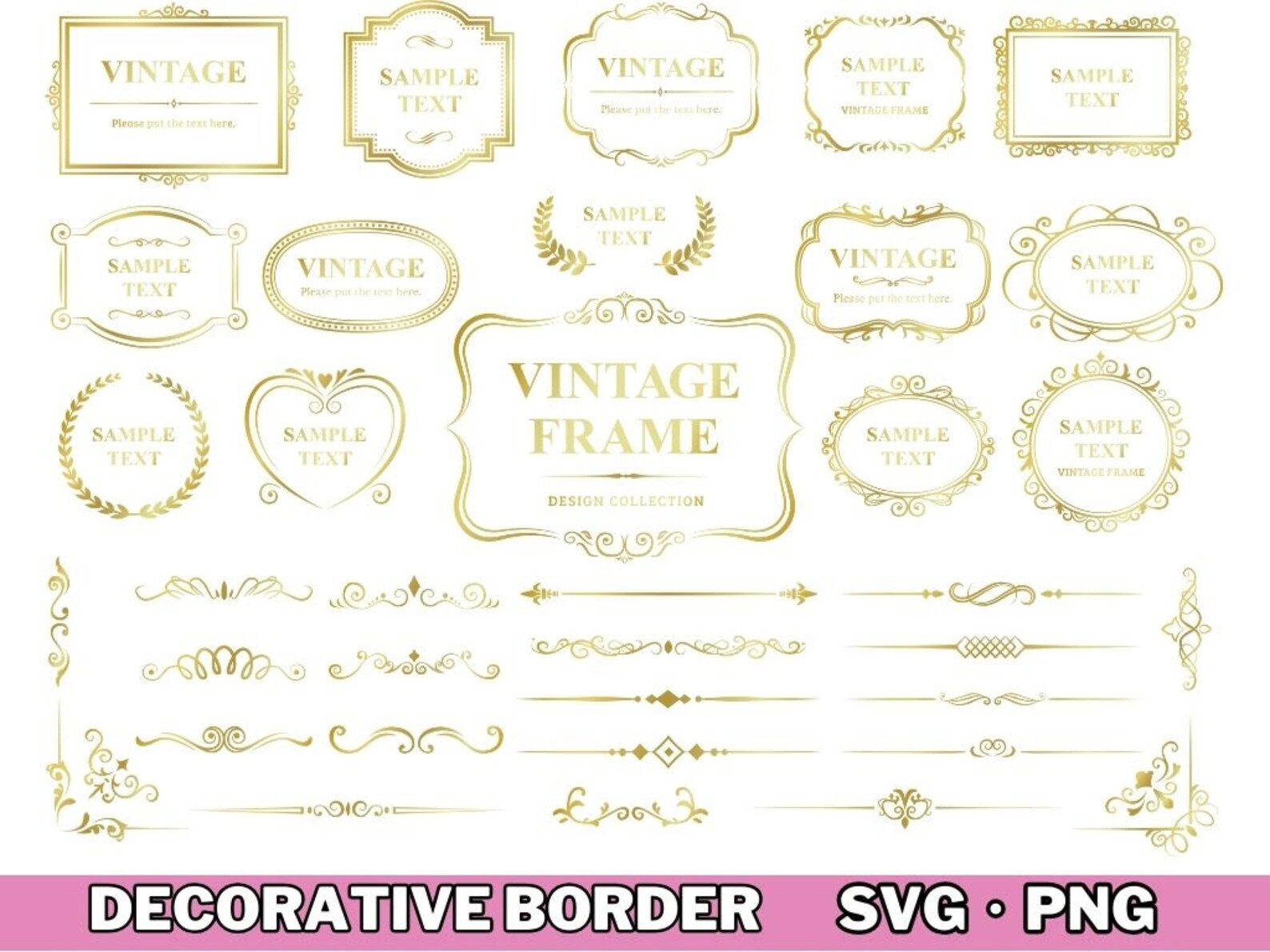 Decorative Border Svg,frame Svg,banner Collection,pattern,mega Design ...