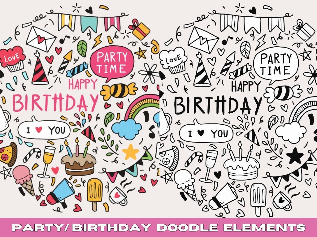Happy Birthday Doodle,party Doodle,doodle Clipart,doodle Drawings ...