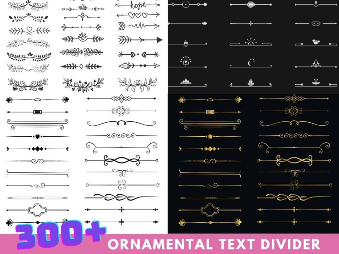 Ornaments Text Divider EPS | Flourishes EPS | Text Dividers | Text ...
